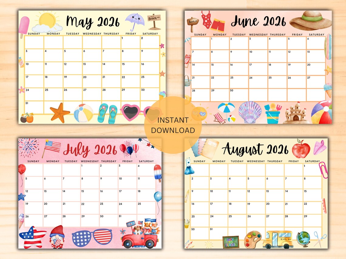 Editable 2026 Monthly Calendars W/ Cute Designs- Printable Fillable ...
