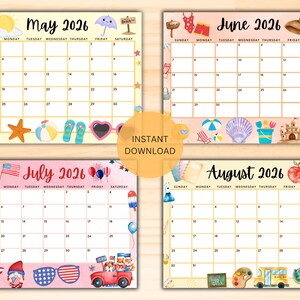 Editable 2026 Monthly Calendars W/ Cute Designs- Printable Fillable ...