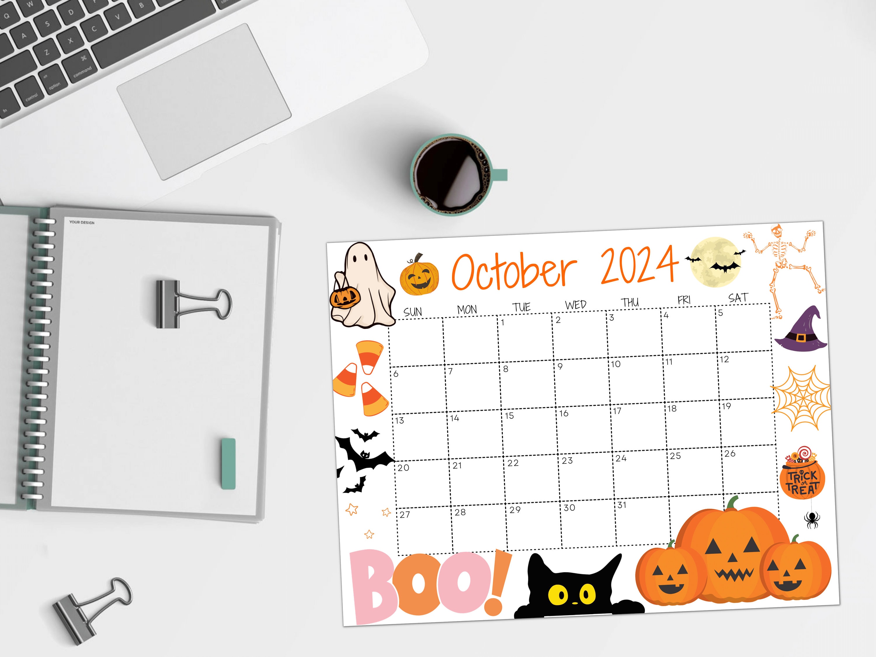 Editable October 2024 Calendar Printable Calendar 2024 - Etsy Canada