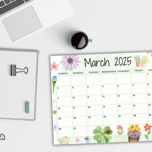 EDITABLE March 2025 Calendar, Printable Calendar 2025 W/ Colorful ...