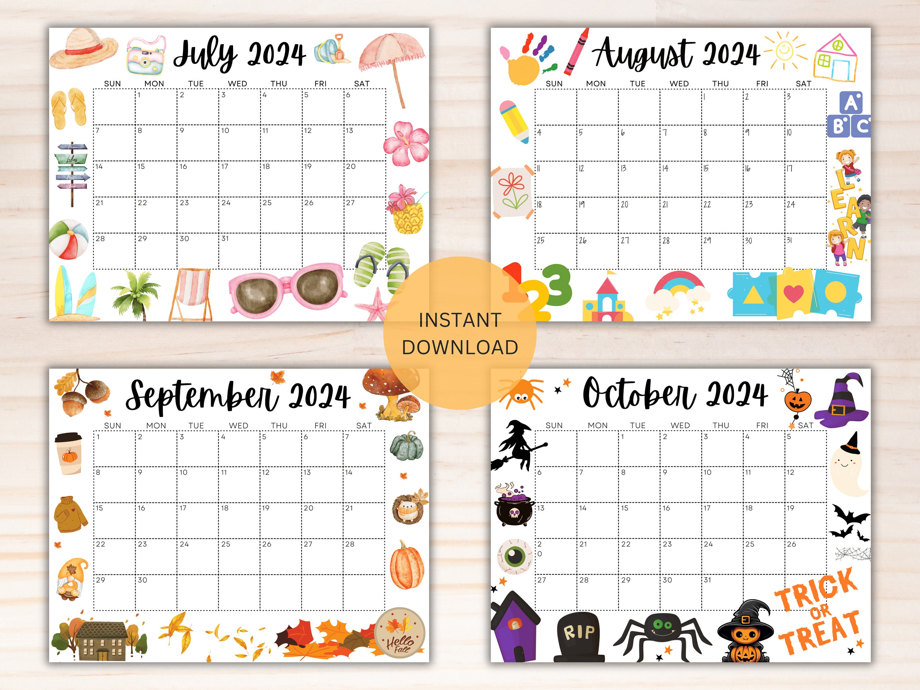 Editable School Calendar 2024-2025 From July to June Printable School ...