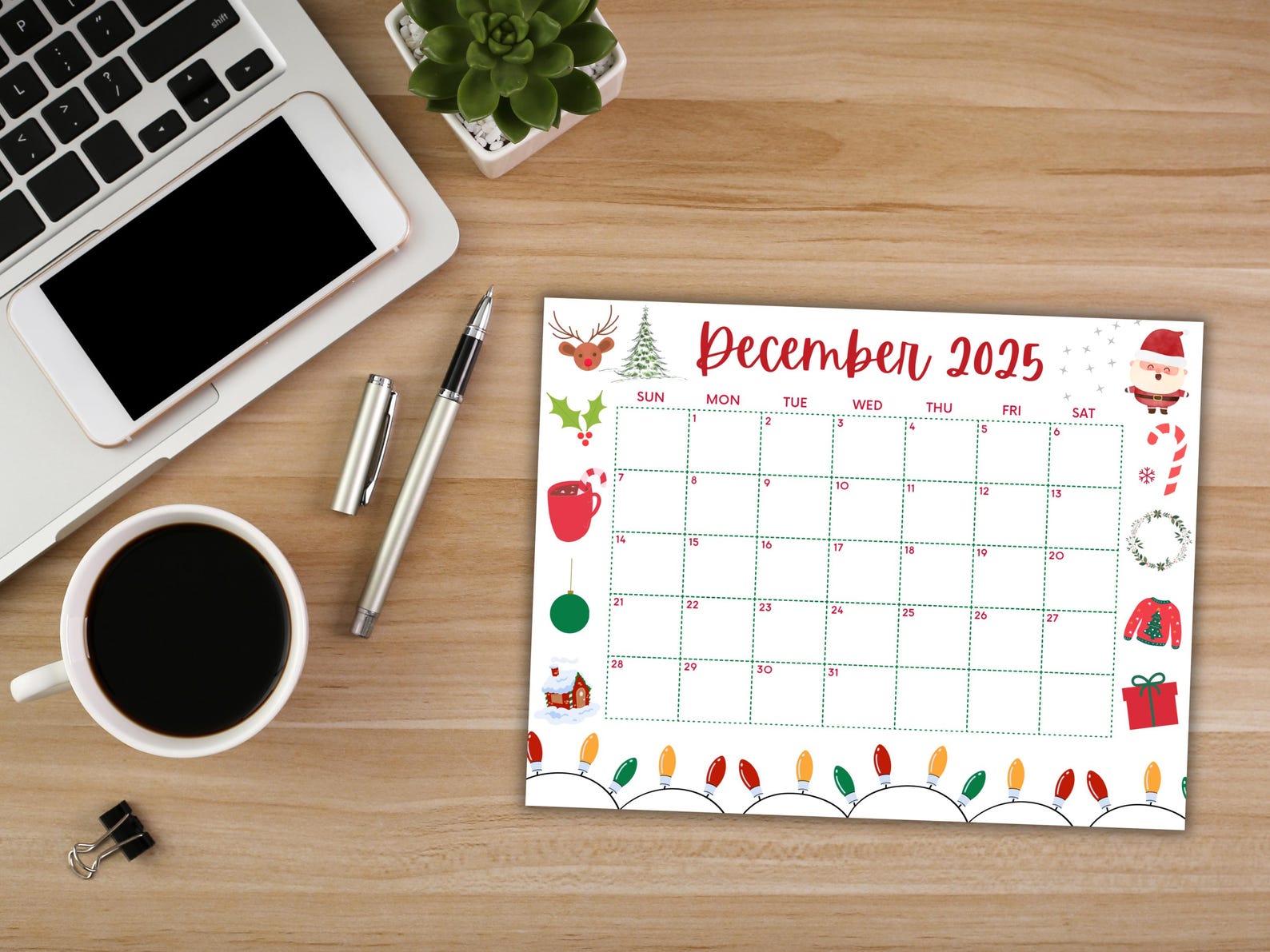 PRINTABLE December Calendar, Christmas Calendar, Holiday Calendar ...