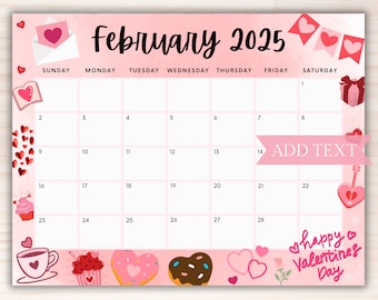Editable February 2025 Calendar Printable, Activity Planner, Classroom ...