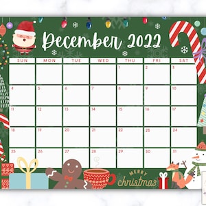 PRINTABLE December Calendar Christmas Calendar Holiday - Etsy