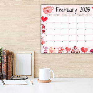 Editable February 2025 Calendar, Printable Valentines Day Calendar W ...