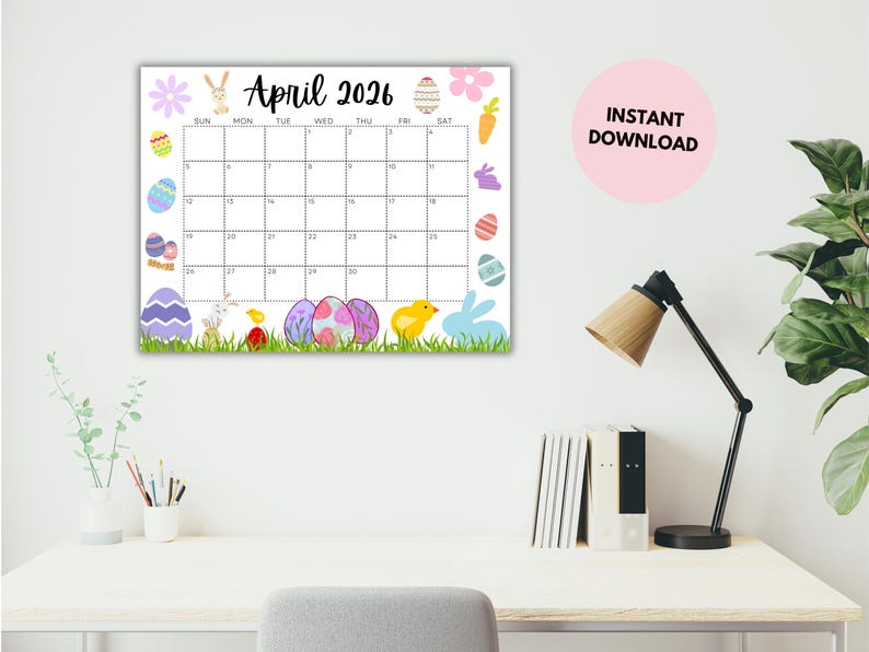 EDITABLE April 2026 Calendar, Printable Calendar 2026, Beautiful Easter ...