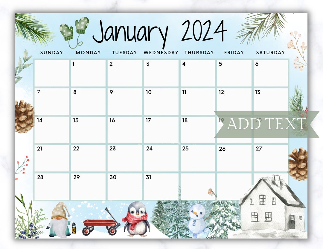 Editable January Calendar 2024 Printable Wall Calendar 2024 - Etsy México