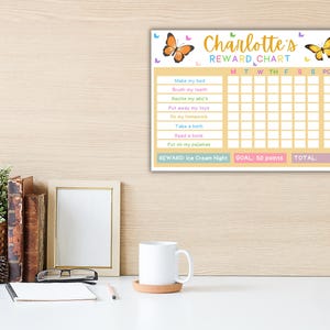 EDITABLE Girls Butterflies Chore Chart, Girls Reward Chart W/ Yellow ...