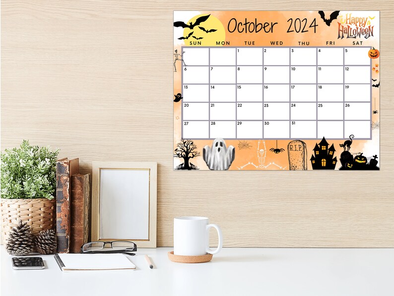 Editable October 2024 Calendar, Printable Calendar, 2024 Wall Calendar ...