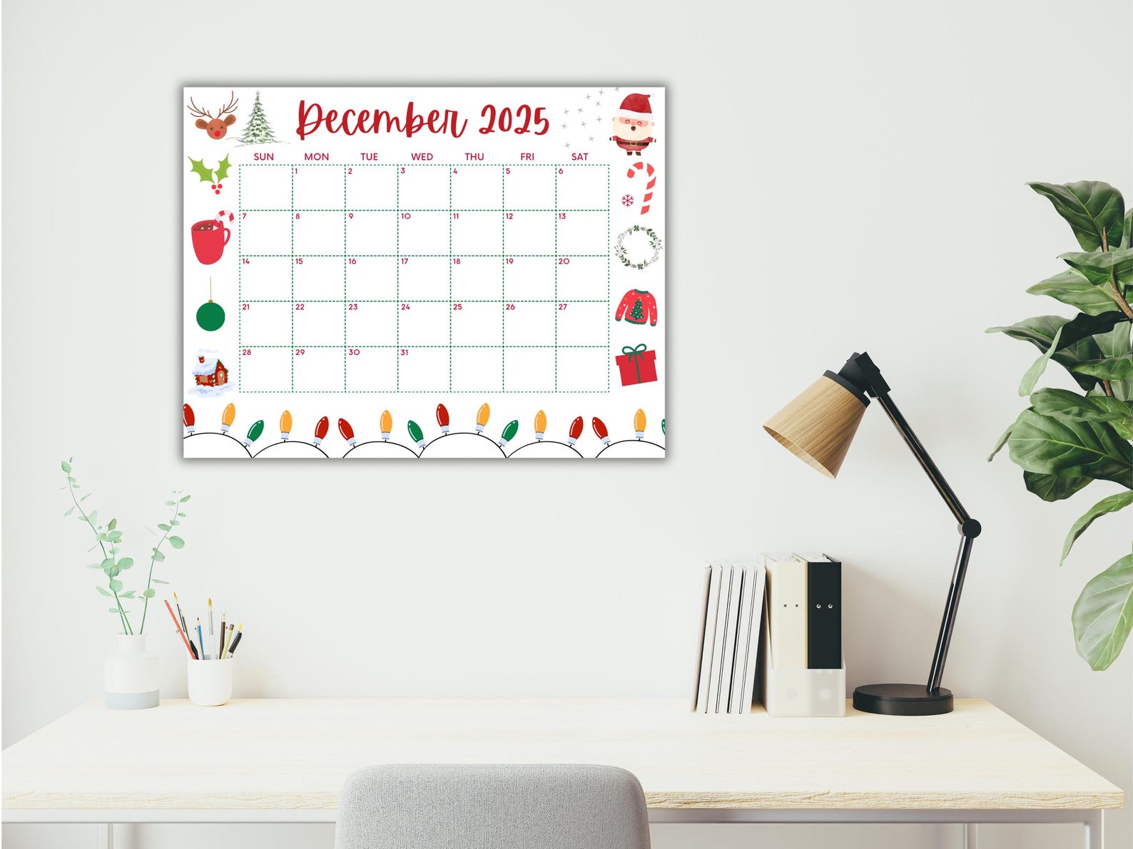 PRINTABLE December Calendar, Christmas Calendar, Holiday Calendar ...