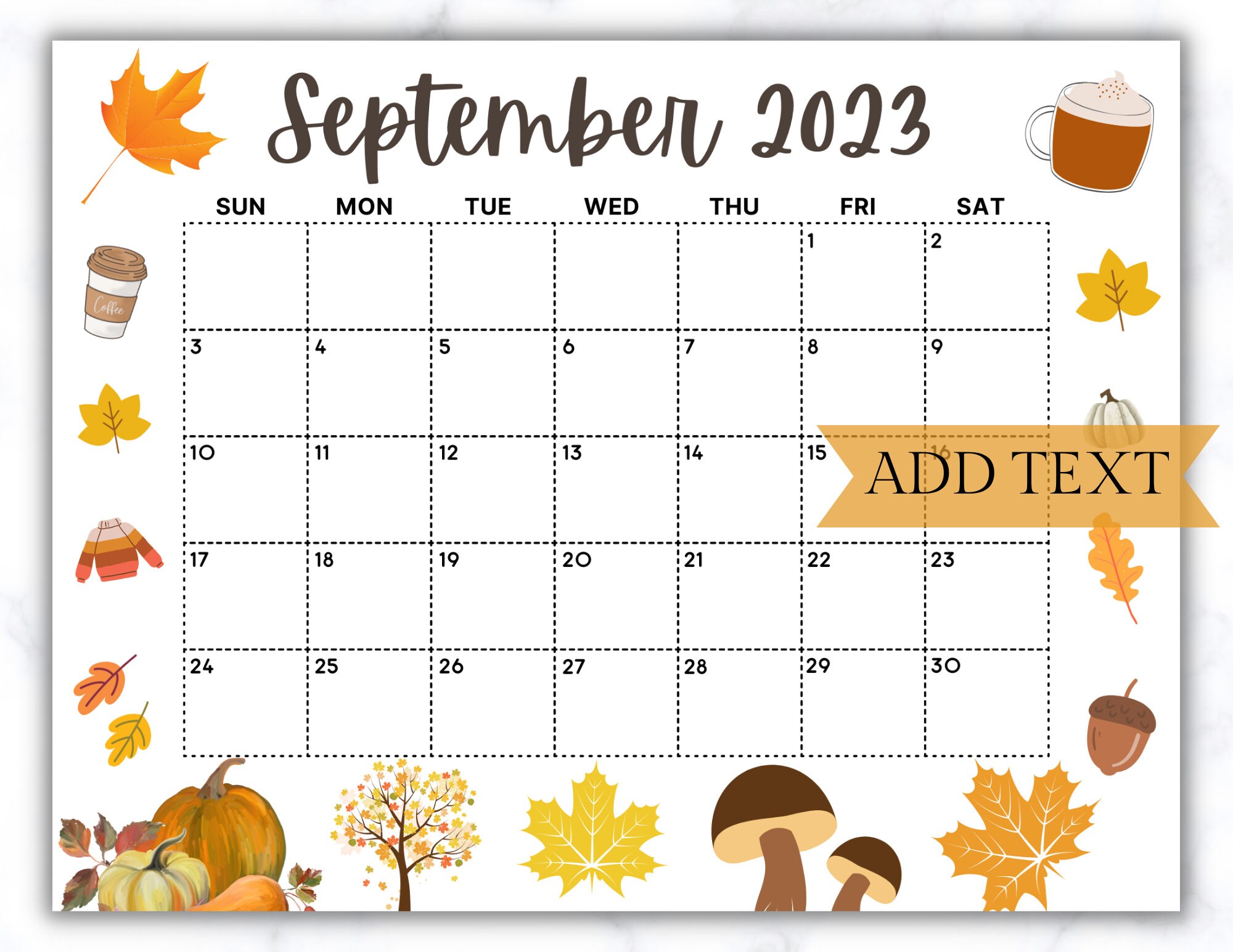 Printable September 2023 Calendar Editable Fillable Calendar Etsy