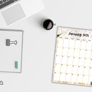 Editable January 2025 Calendar, Printable Calendar W/ Gold Celebrate ...