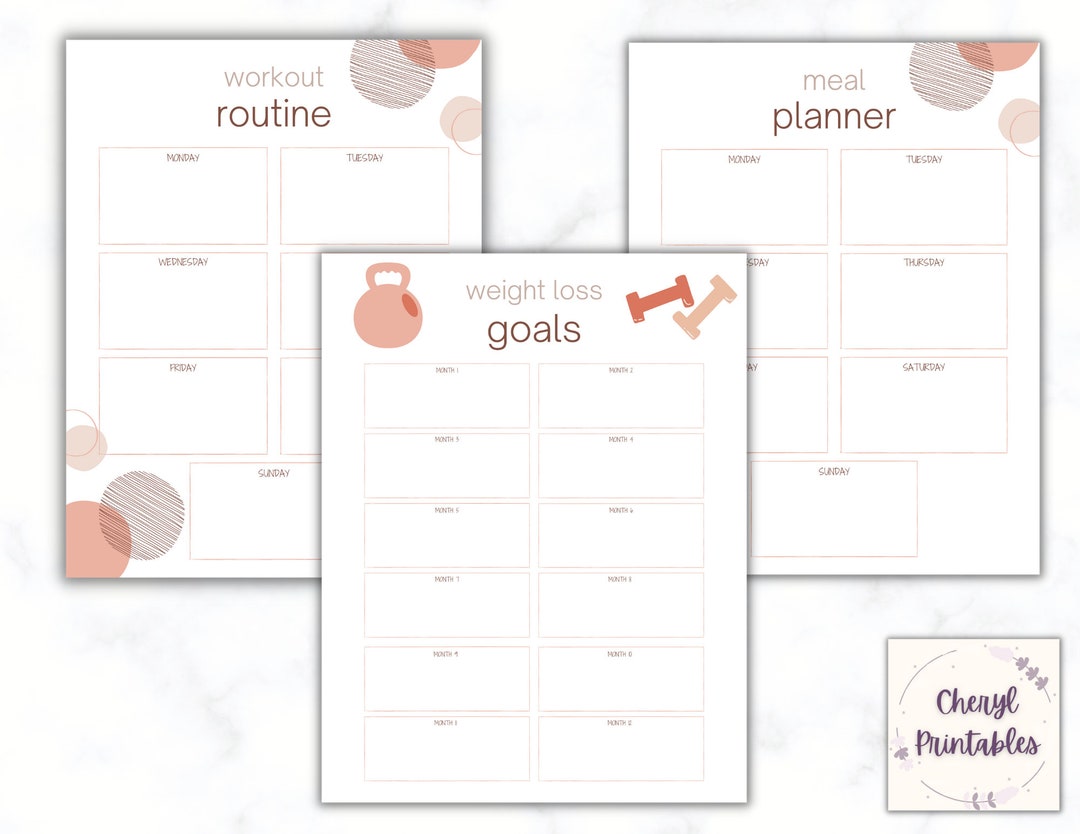 Printable Weight Loss Tracker, Fitness Planner, Fitness Tracker, Weekly ...