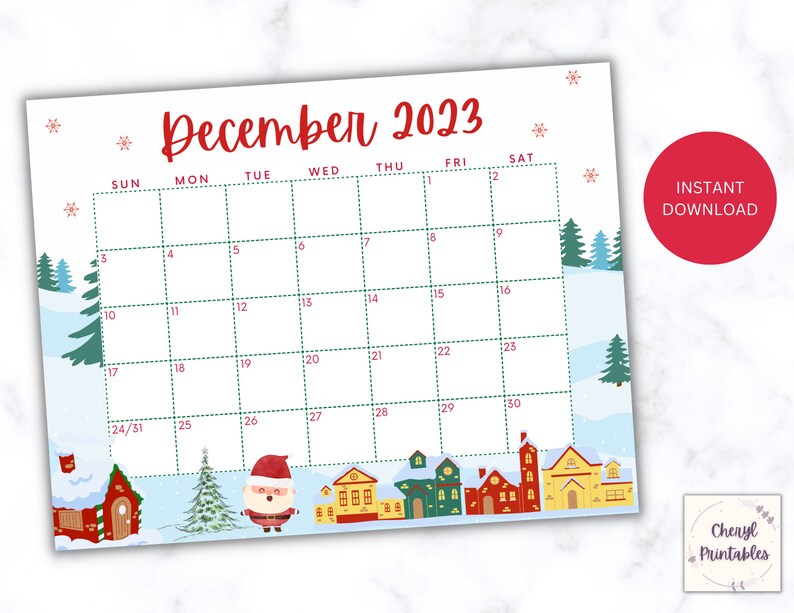 EDITABLE December Calendar 2023 Holiday Calendar Christmas - Etsy Ireland
