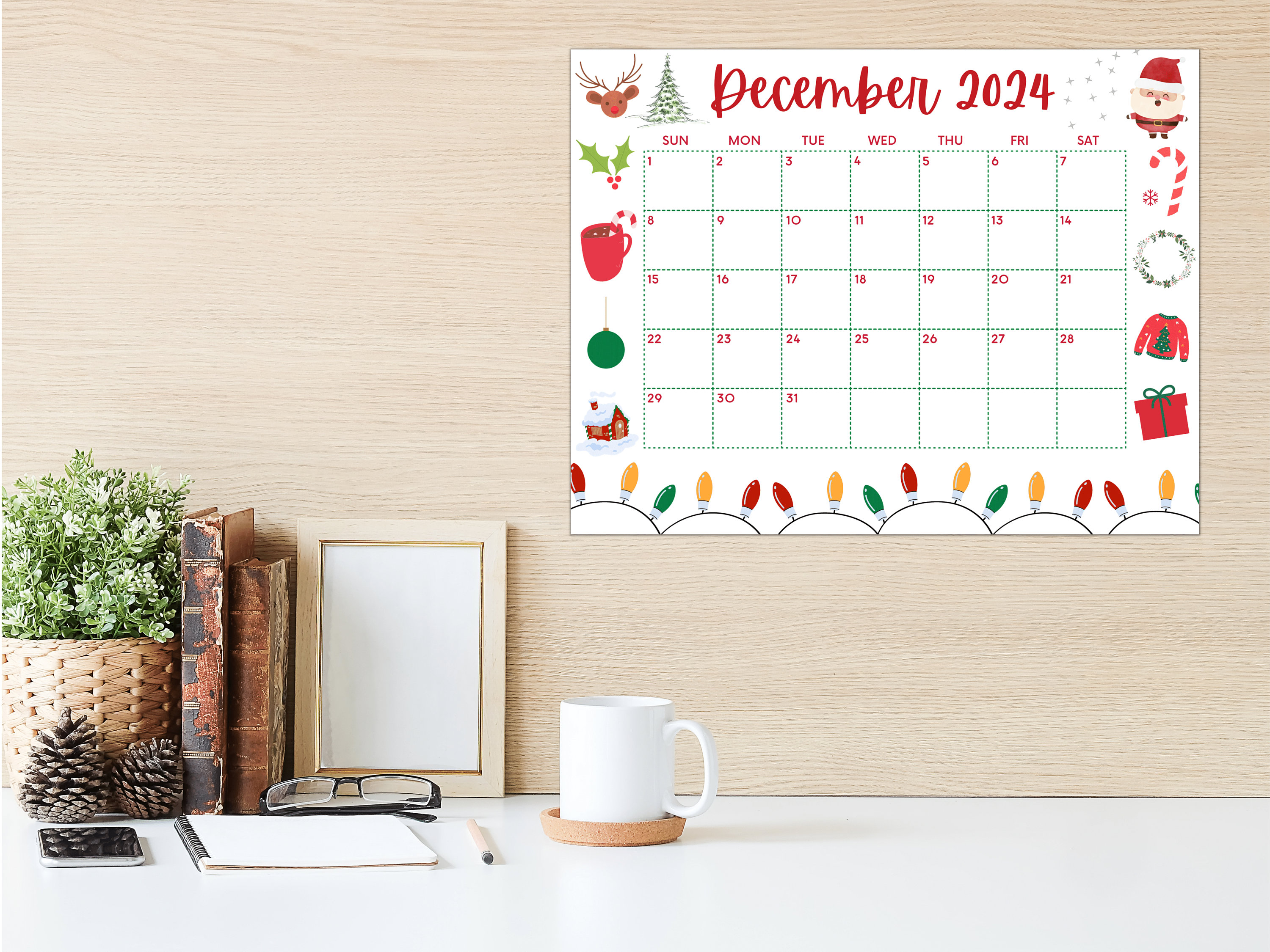 PRINTABLE December Calendar, Christmas Calendar, Holiday Calendar ...