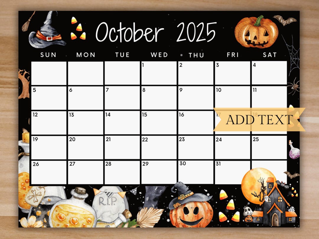 Editable October 2025 Calendar, Printable Calendar, School Calendar ...