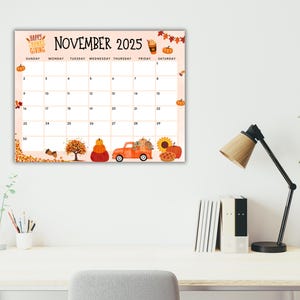 Editable November 2025 Calendar, Printable Calendar Thanksgiving ...