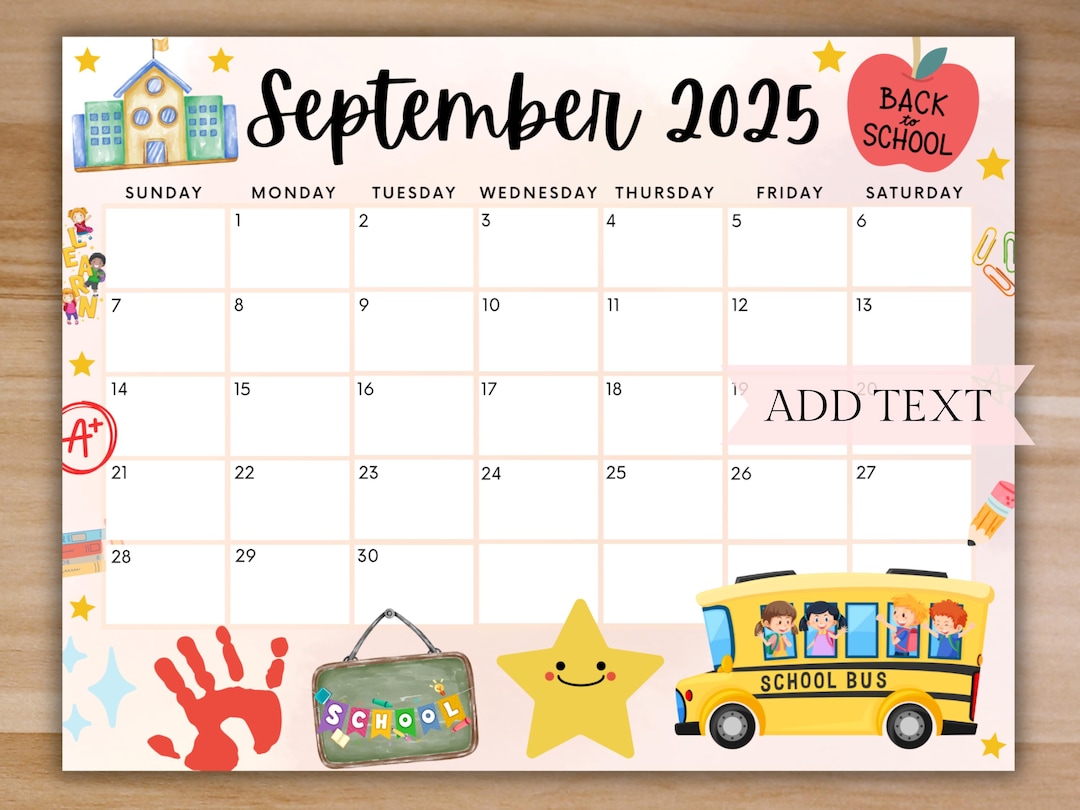 Editable September 2025 Calendar, Cute Printable Calendar, Back to ...