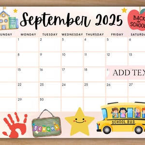 Editable September 2025 Calendar, Cute Printable Calendar, Back to ...