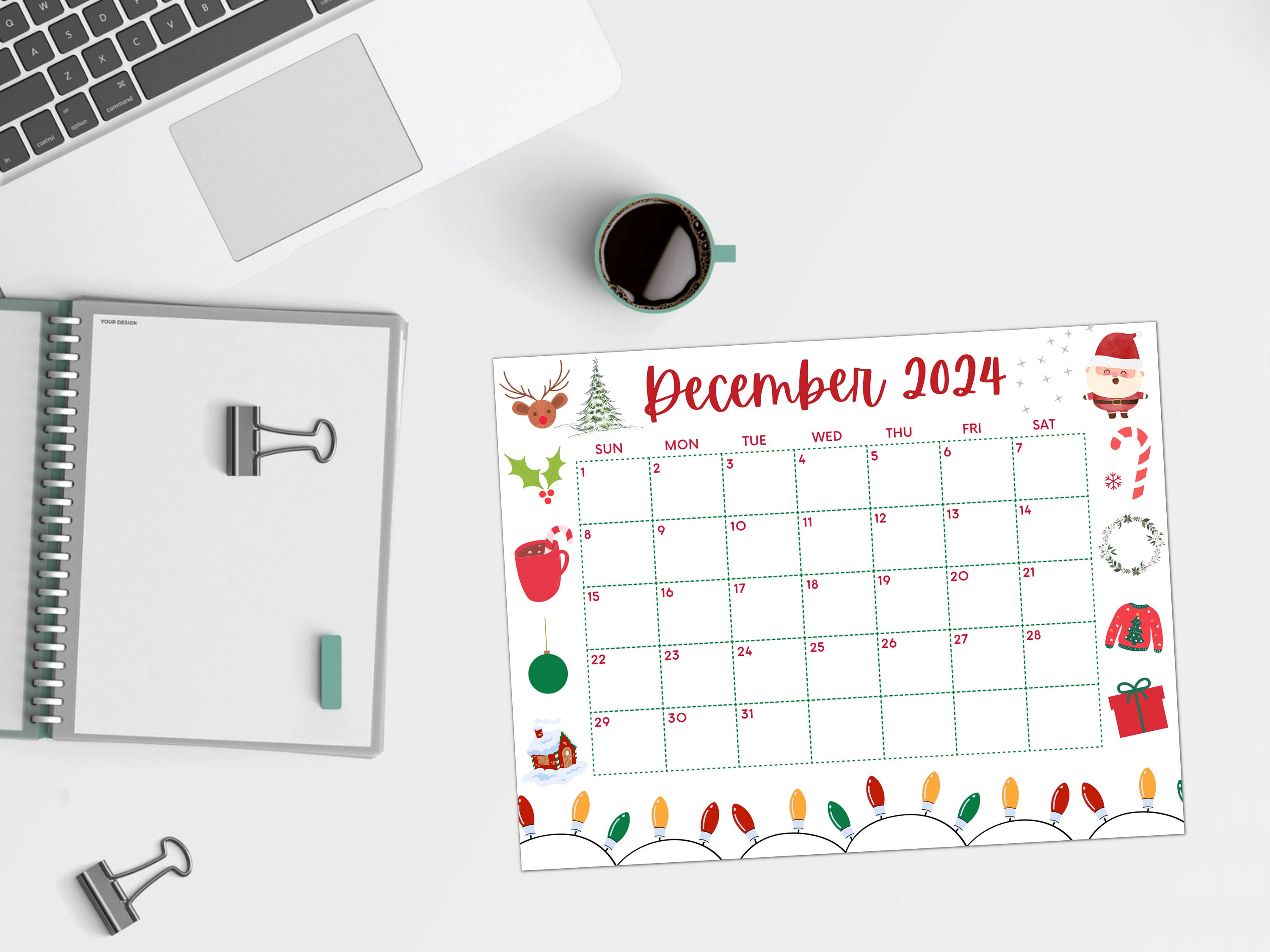 PRINTABLE December Calendar, Christmas Calendar, Holiday Calendar ...