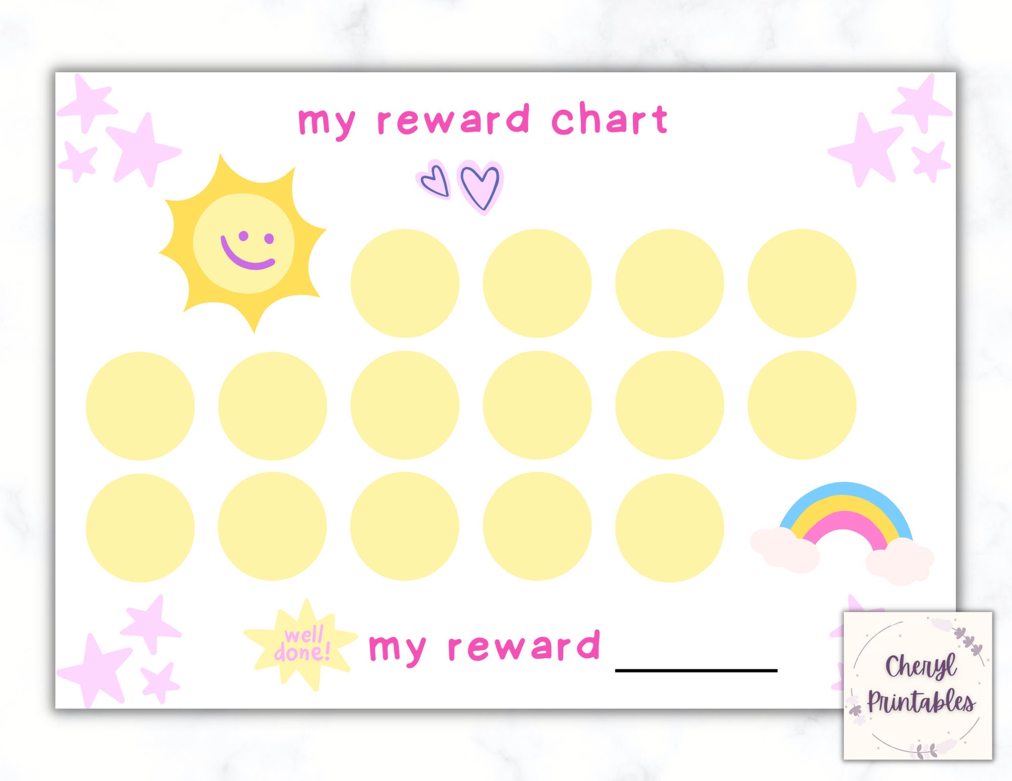 Printable Kids Sticker Reward Chart, Girls Chore Chart, Weekly Chore ...