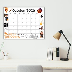 Buy Editable October 2025 Calendar, Printable Cute Happy Halloween ...