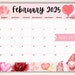 Editable February 2025 Calendar, Cute Printable Calendar W/ Red Rose ...