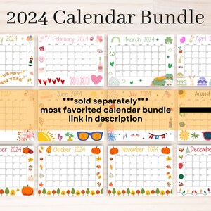 Editable 2025 Calendar Bundle Cute Printable Calendars Kids School ...