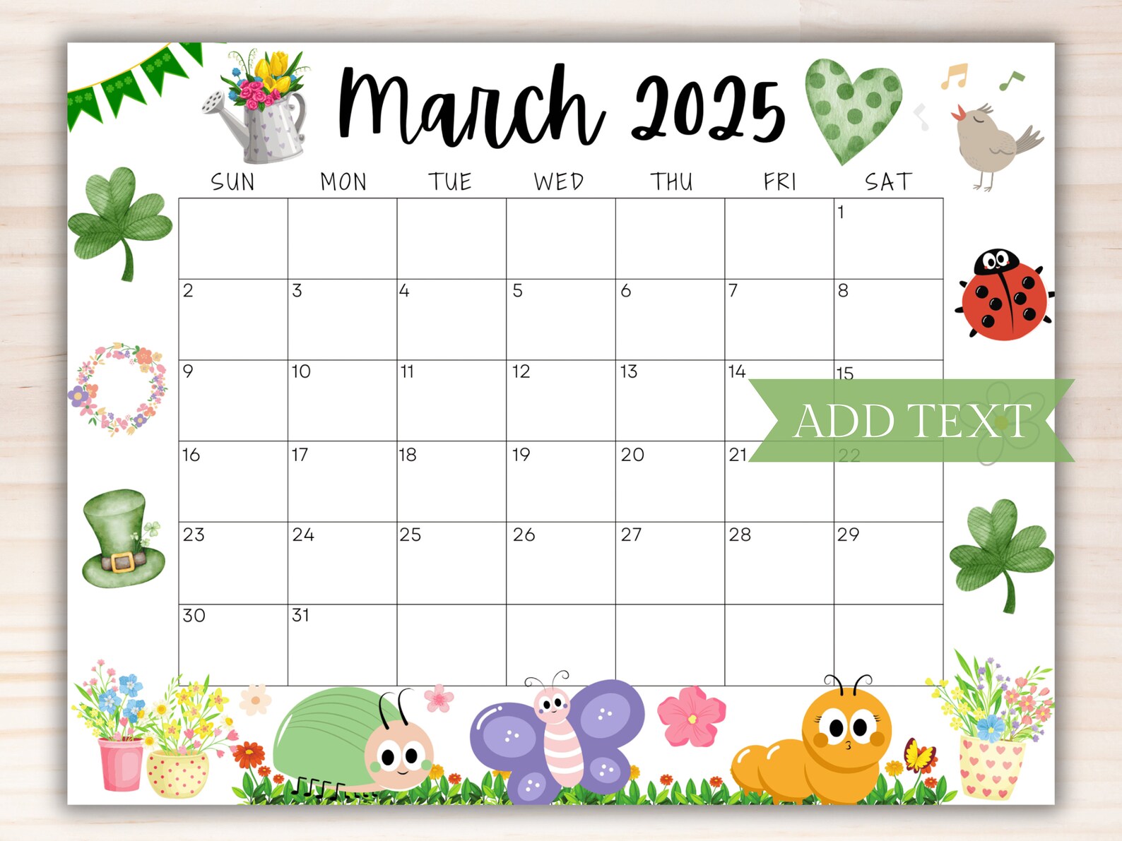 Calendrier modifiable de mars 2025, calendrier mural 2025 imprimable ...