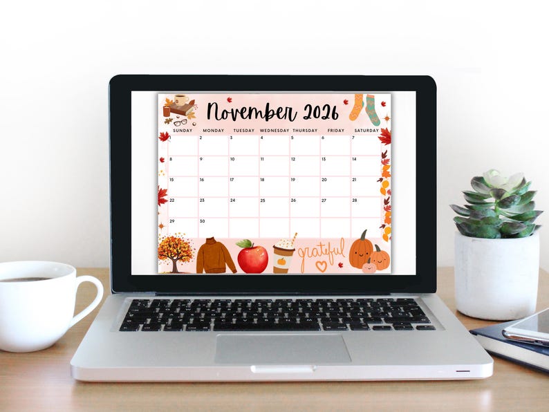 Calendario editable de noviembre de 2026, calendario imprimible ...