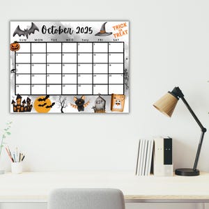 Editable October 2025 Calendar, Printable Spooky Halloween Calendar W ...