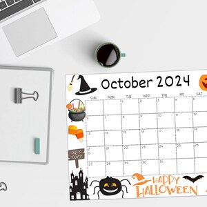 Editable October 2024 Calendar, Printable Calendar, 2024 Cute Calendar ...