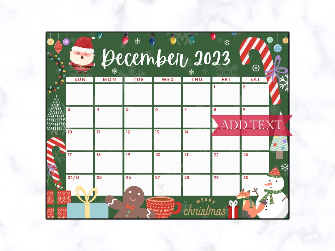 PRINTABLE December Calendar Christmas Calendar Holiday - Etsy México