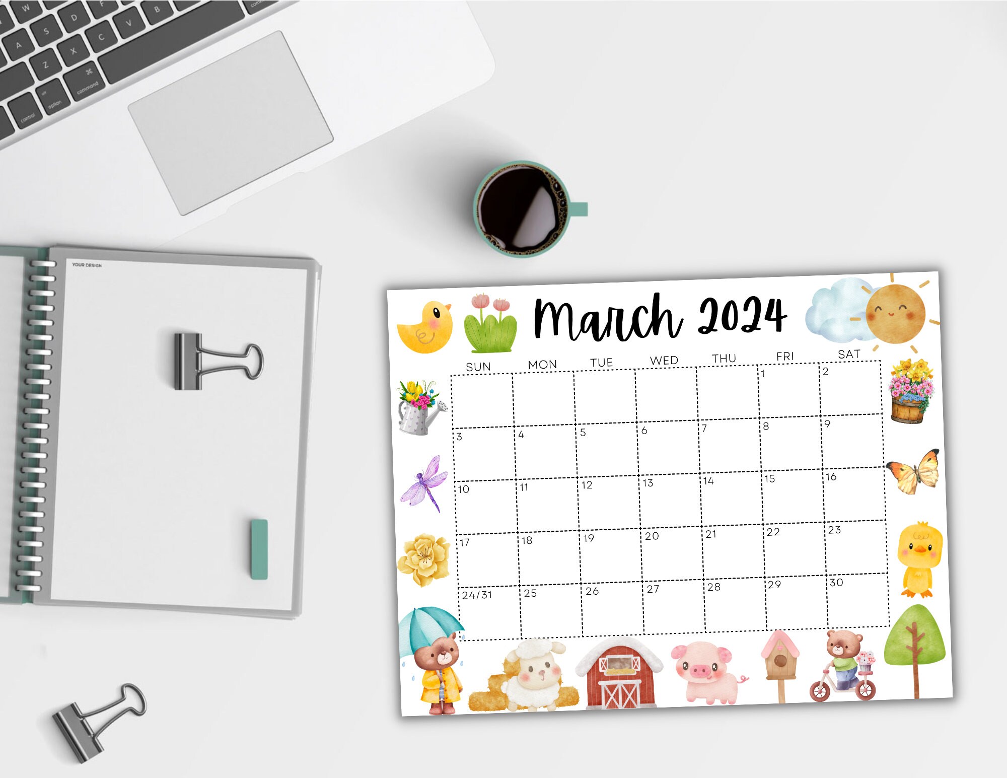 EDITABLE March 2024 Calendar, Printable Calendar 2024 W/ St, 40% OFF