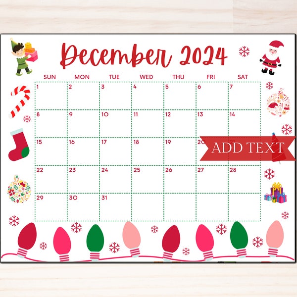 Christmas Calendar Printable - Etsy