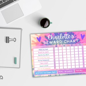 Editable Kids Tie Dye Chore Chart, Tie Dye Reward Chart, Weekly Chore ...