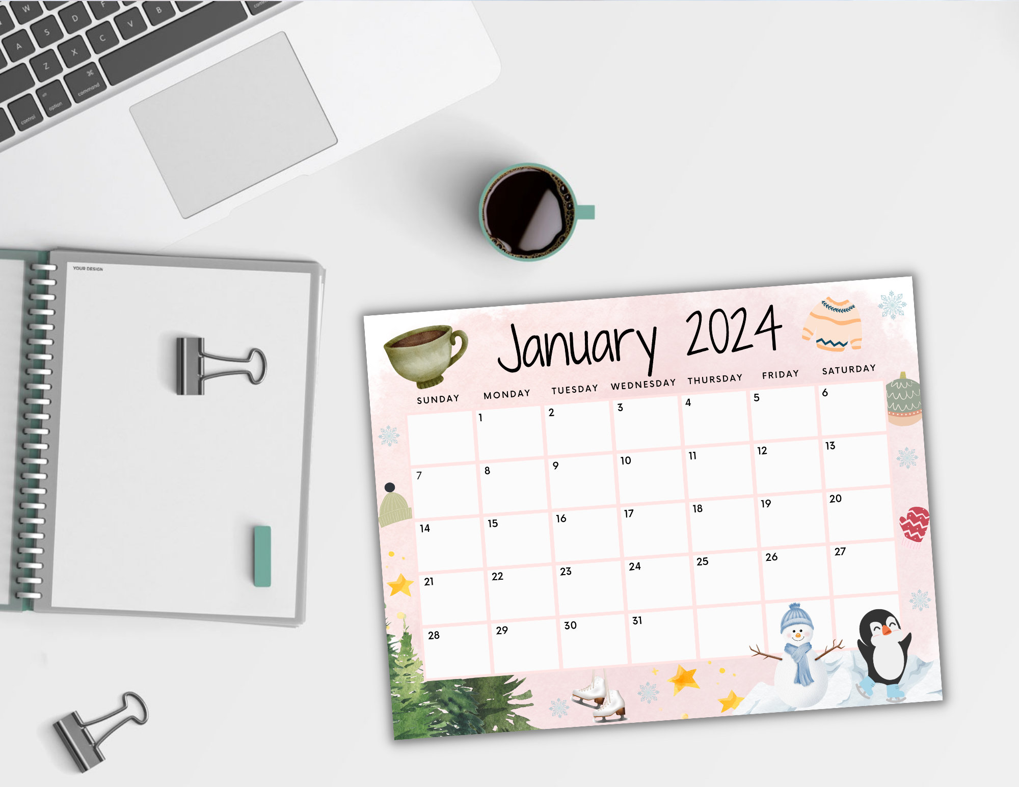 Editable 2024 Calendar Bundle Printable January Calendar 2024 Holiday ...