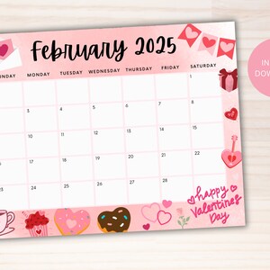 Editable February 2025 Calendar, Printable College Calendar, Happy ...