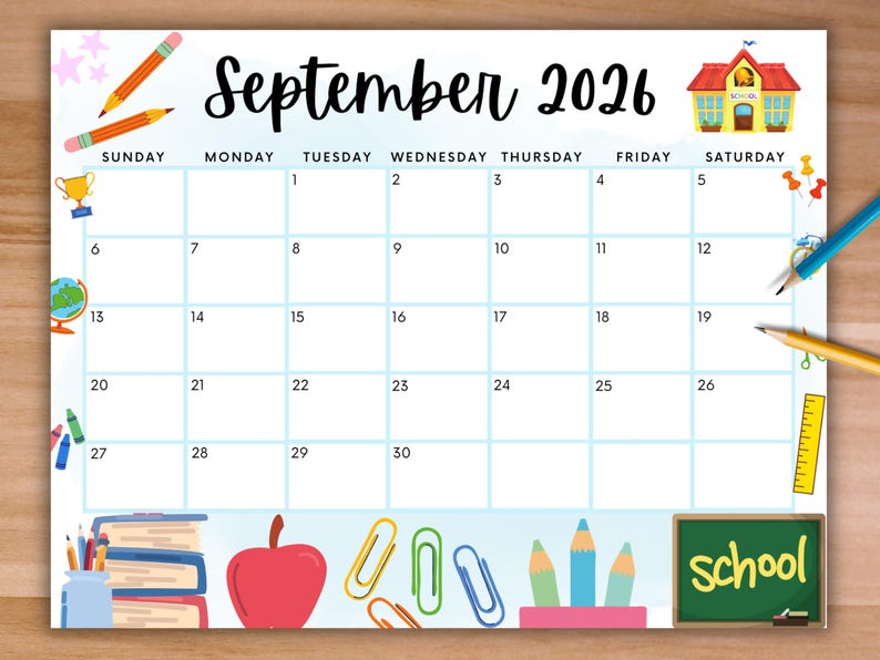 Editable September 2026 Calendar, Cute Printable Calendar, Back to ...