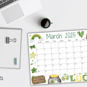 EDITABLE March 2025 Calendar, Printable Calendar 2025 W/ St Patricks ...