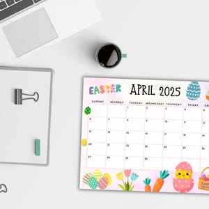 EDITABLE April 2025 Calendar, Printable Calendar W/ Cute Easter Egg ...