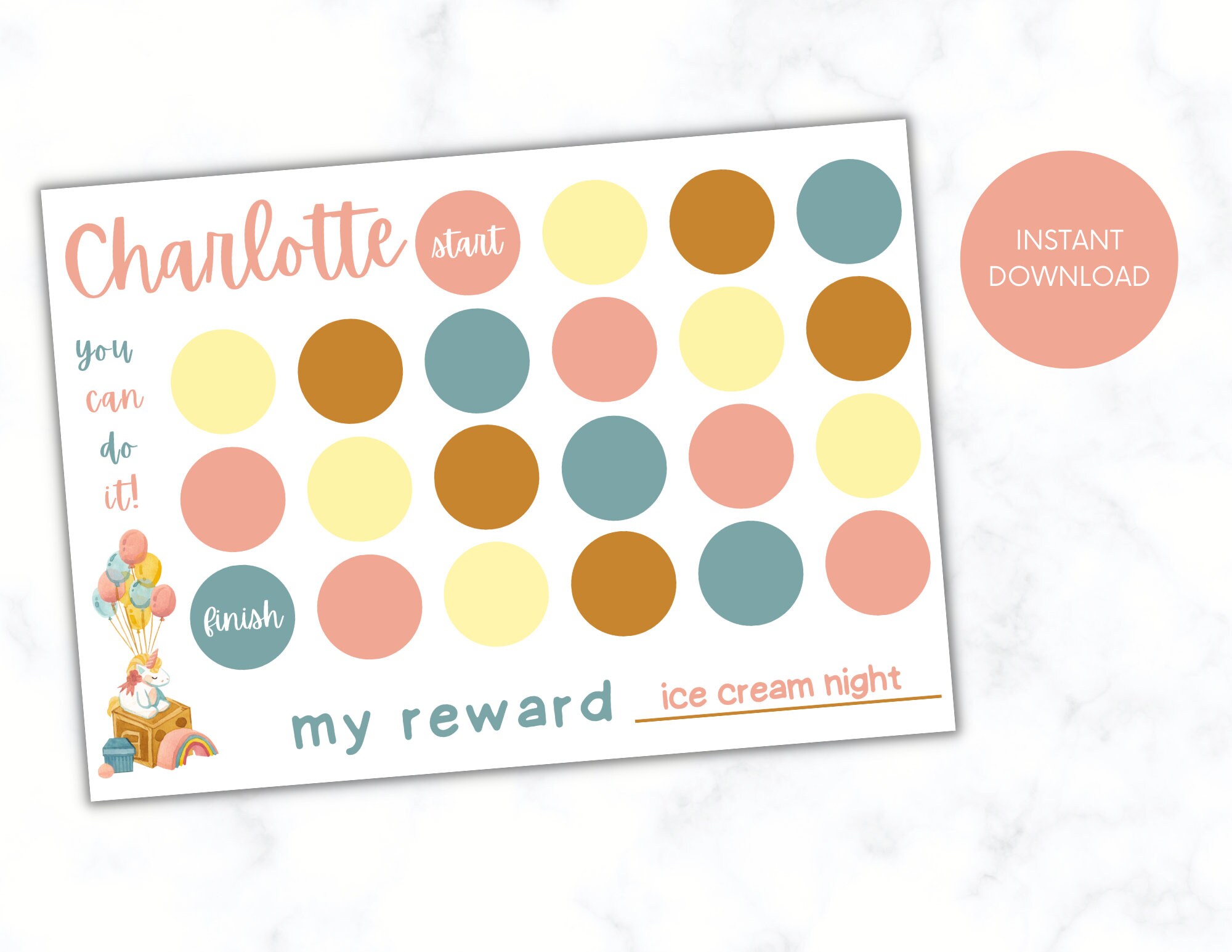 Unicorn Chore Chart for Kids, Girl Reward Chart, Daily Chore Chart, Kids Routine Chart, Behavior ...