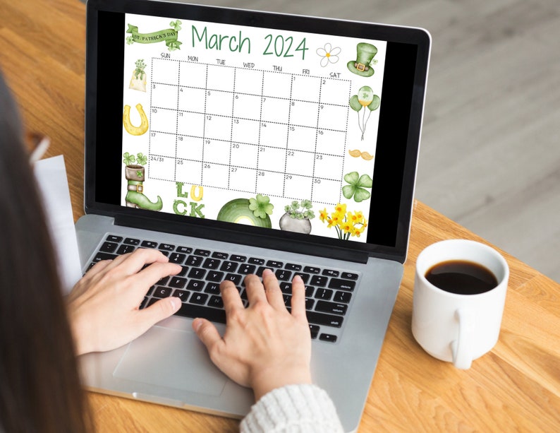 EDITABLE March 2024 Calendar, Printable Calendar, St PATRICKS DAY ...