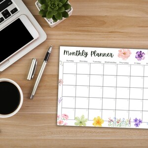 Fun Editable Monthly Planner, Printable Planner W/ Spring Flowers ...