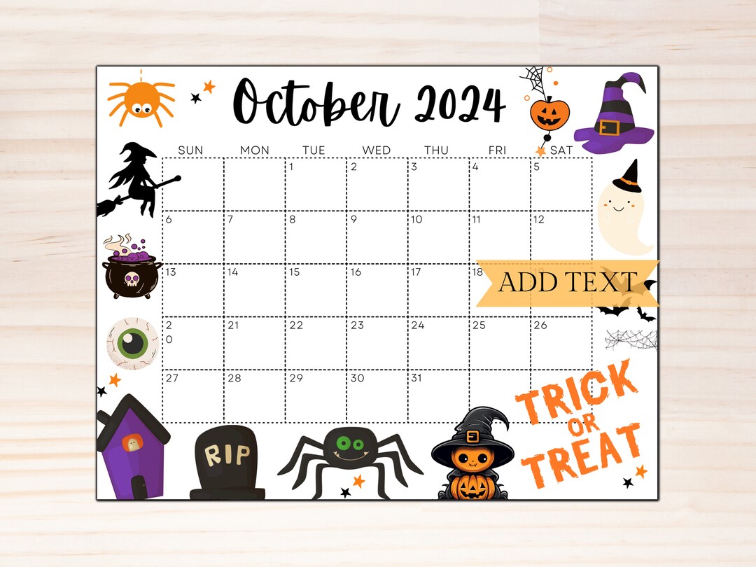 Editable October 2024 Calendar, Printable Calendar, School Calendar ...