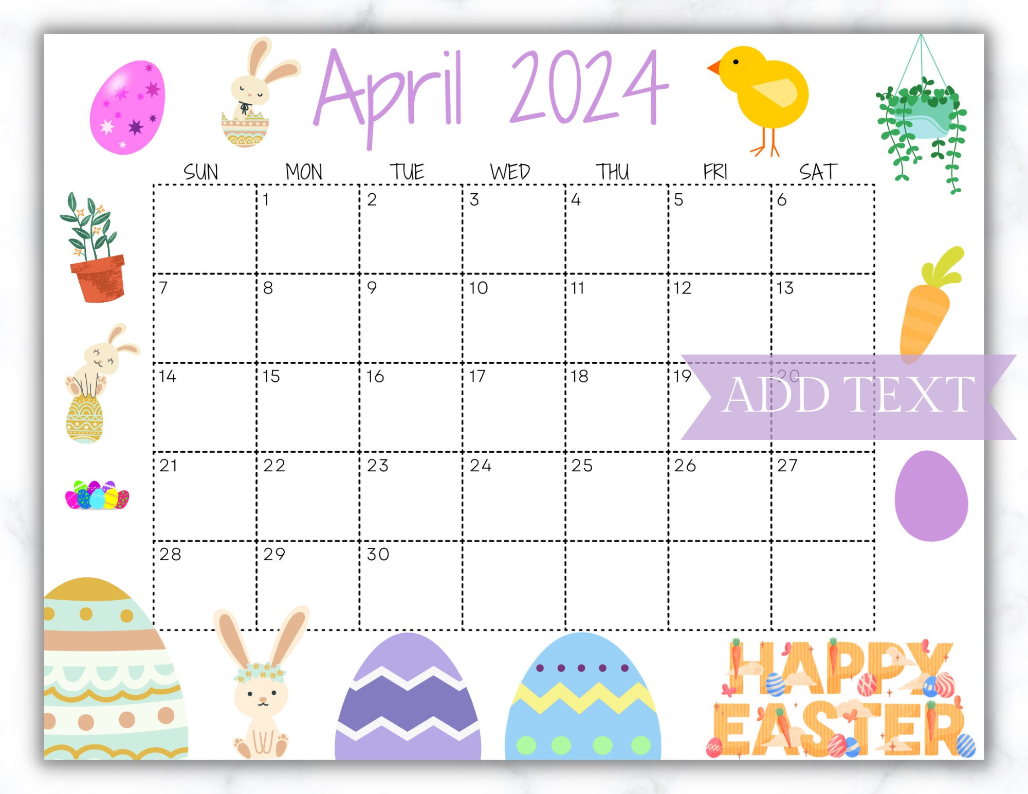 EDITABLE April 2024 Calendar Printable Wall Calendar 2024 - Etsy Canada