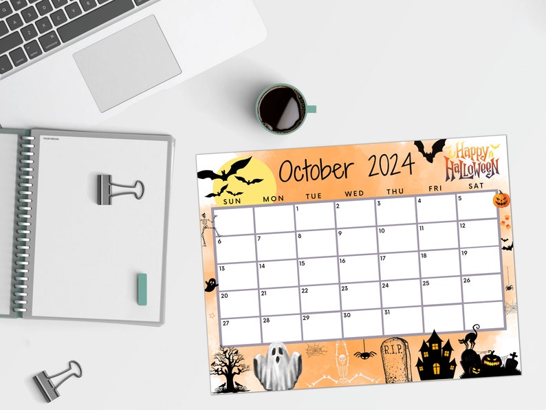 Editable October 2024 Calendar, Printable Calendar, 2024 Wall Calendar ...