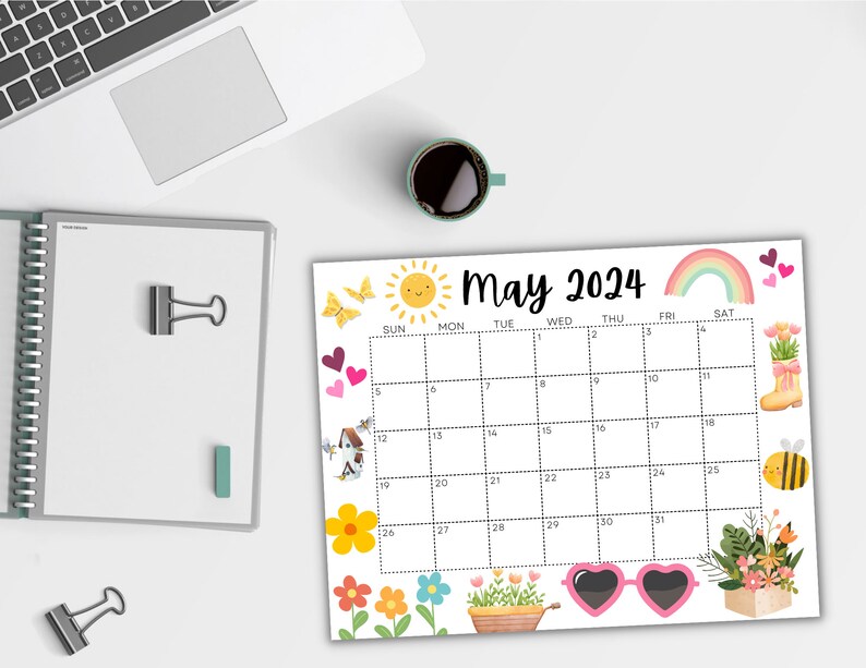 EDITABLE May 2024 Calendar, Printable Calendar 2024, Spring Calendar ...