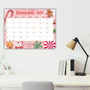 Editable December 2025 Calendar, Printable Red Christmas Calendar W ...