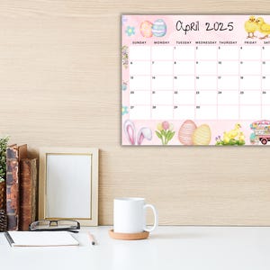 EDITABLE April 2025 Calendar, Printable PINK Easter Calendar W/ Easter ...